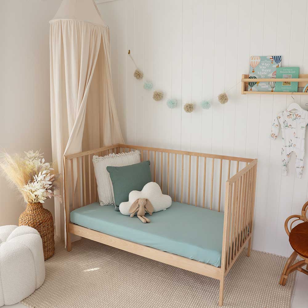 Sage Organic Fitted Baby Cot Sheet | Snuggle Hunny
