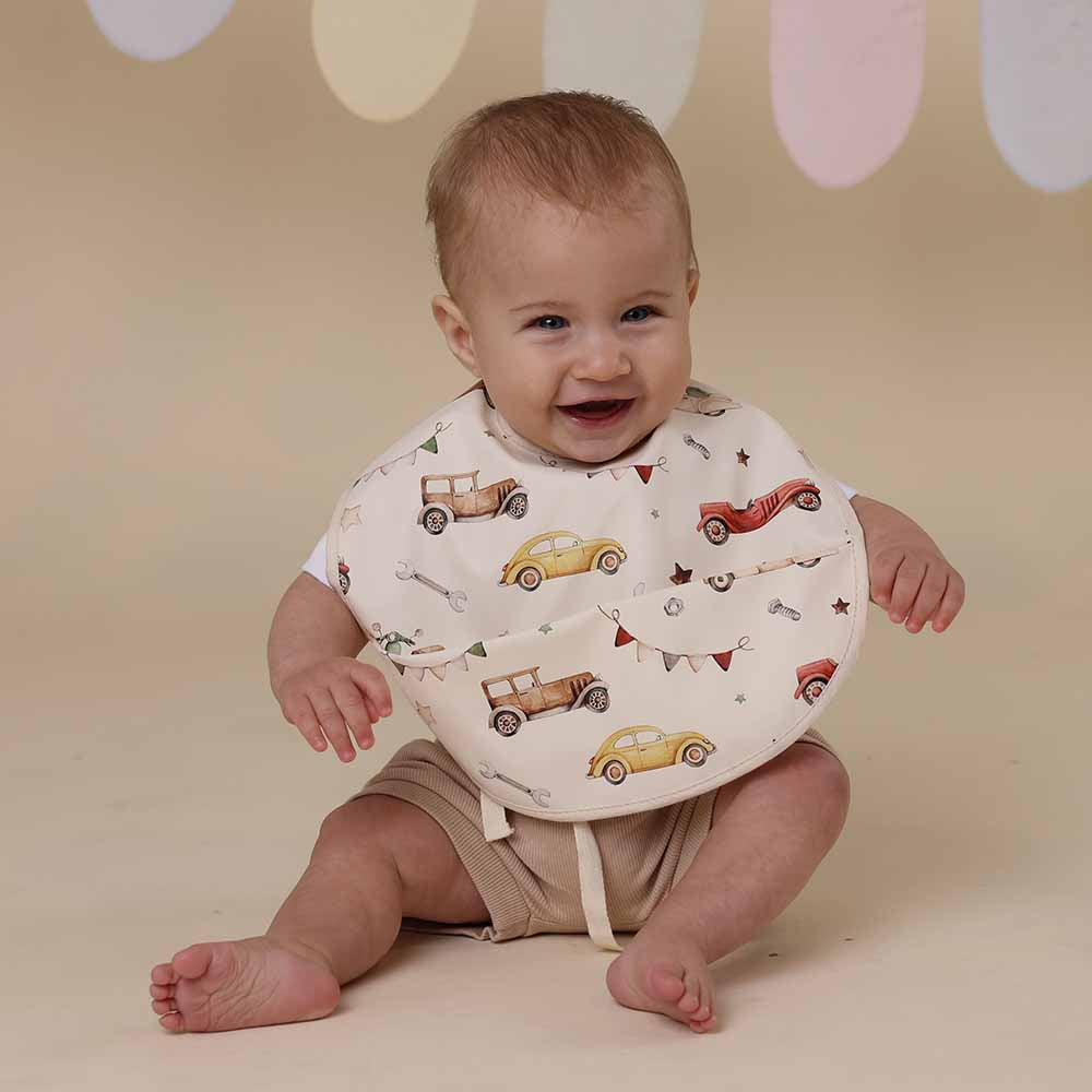 Vintage Cars Waterproof Snuggle Baby Bib | Snuggle Hunny