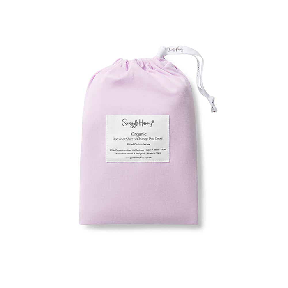 Lilac Organic Fitted Bassinet Sheet & Change Pad Cover | Snuggle Hunny