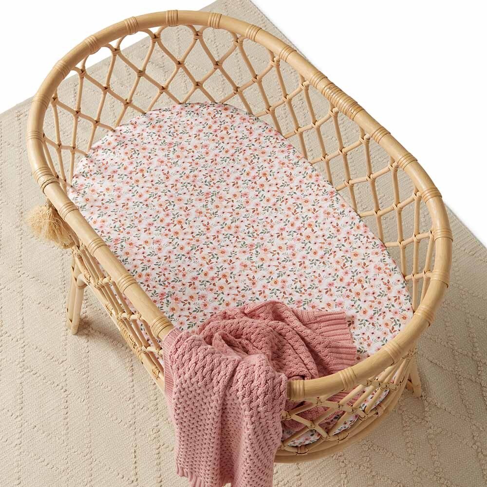Spring Floral Organic Bassinet Sheet & Change Pad Cover | Snuggle Hunny