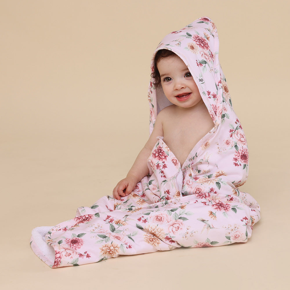 Birds & Blooms Organic Hooded Baby Towel | Snuggle Hunny