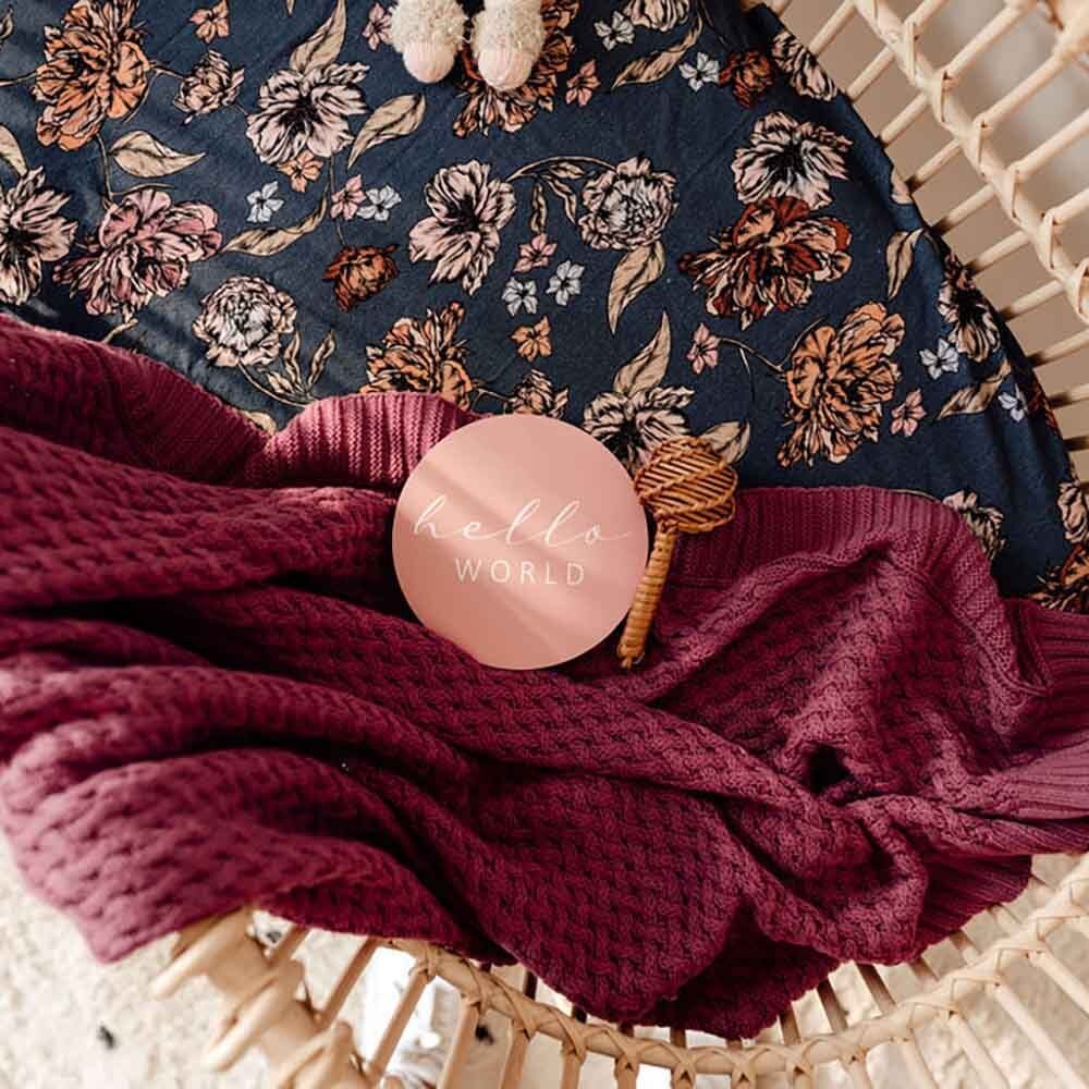 Mauve Knitted Baby Cot Blanket | Snuggle Hunny