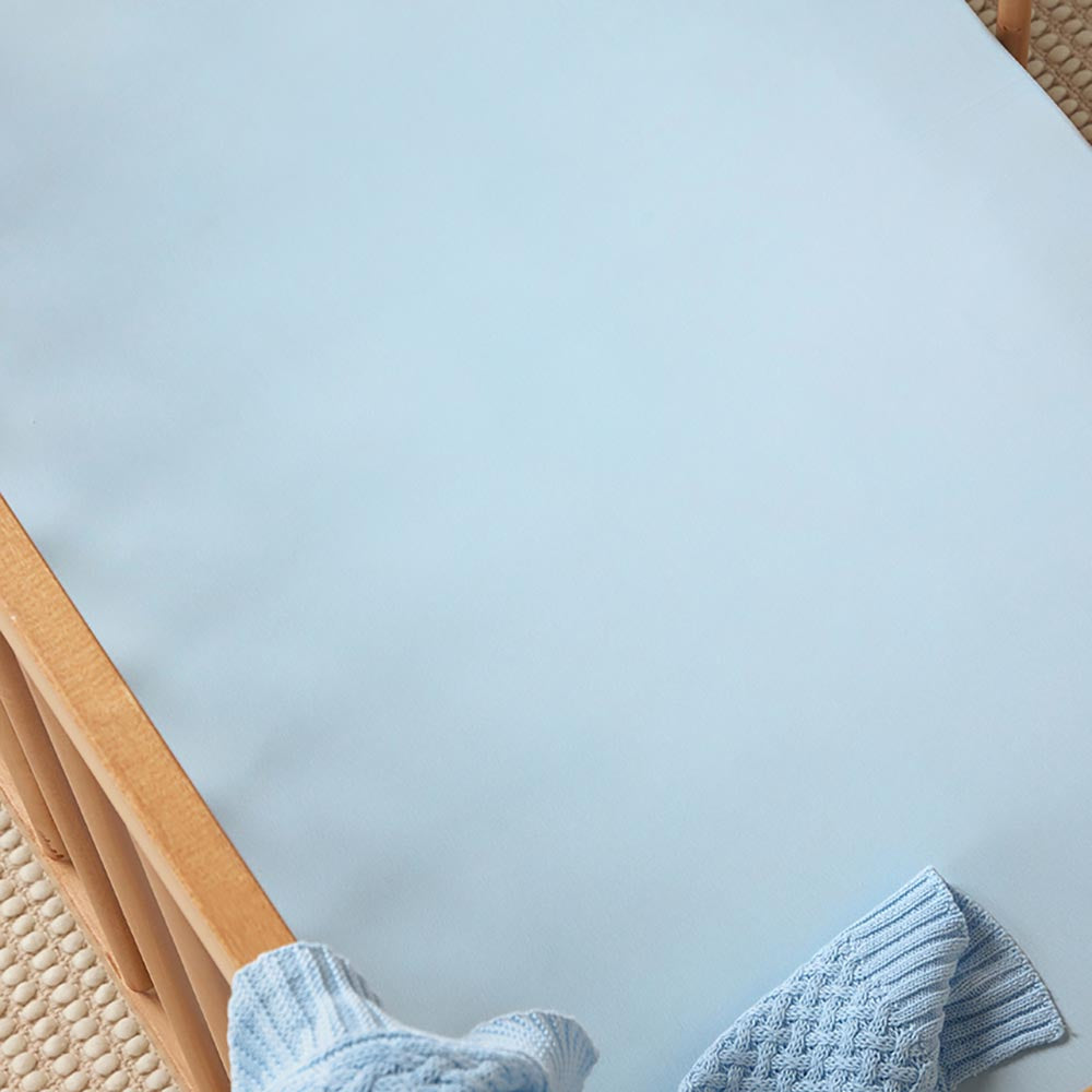 Baby Blue Organic Fitted Cot Sheet | Snuggle Hunny