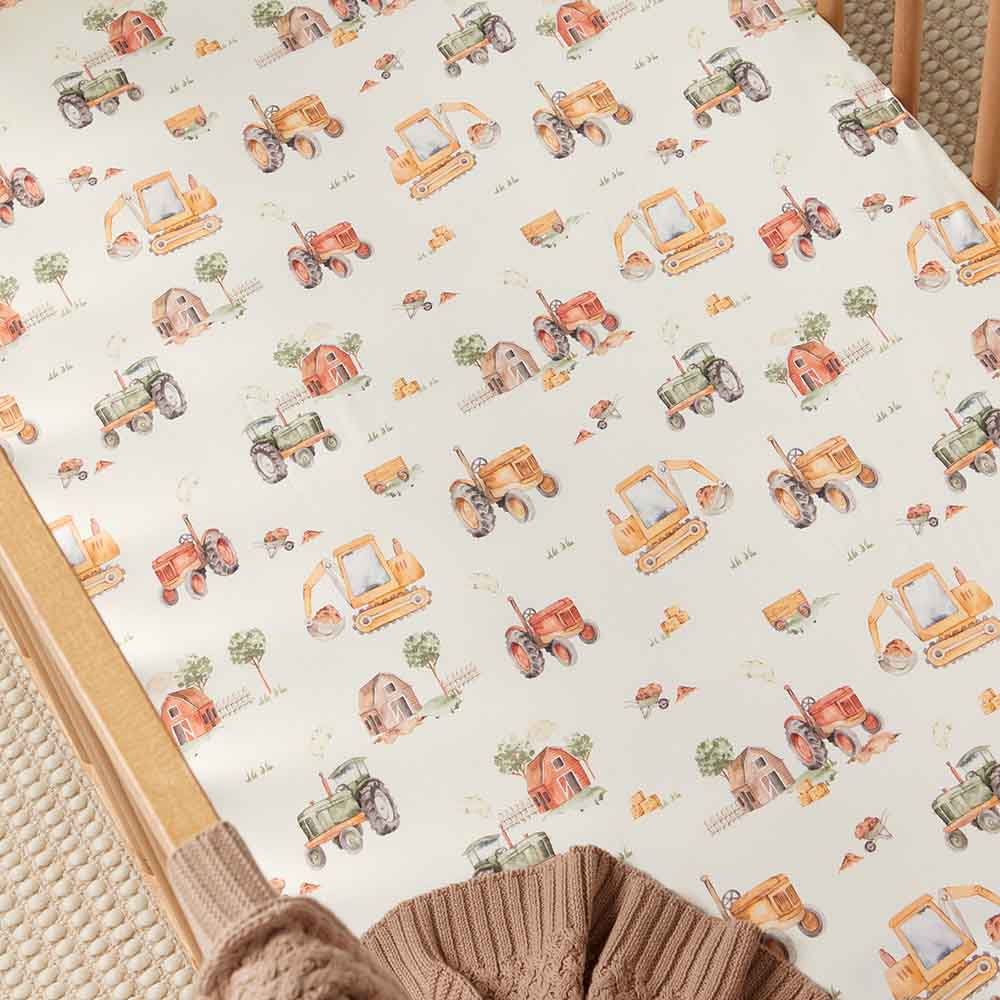 Diggers Organic Fitted Cot Sheet | Snuggle Hunny
