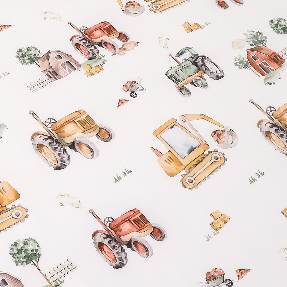 Diggers & Tractors Organic Cotton Fitted Sheet | Snuggle Hunny