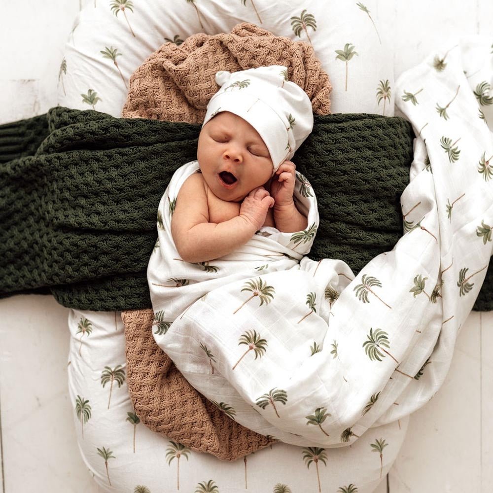 Green Palm Organic Muslin Wrap | Snuggle Hunny