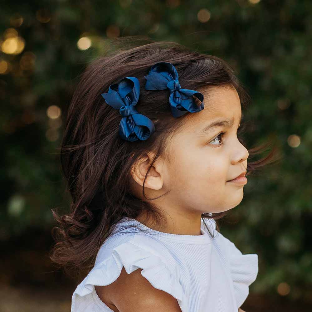 Navy Blue Piggy Tail Hair Clips - Pair | Snuggle Hunny