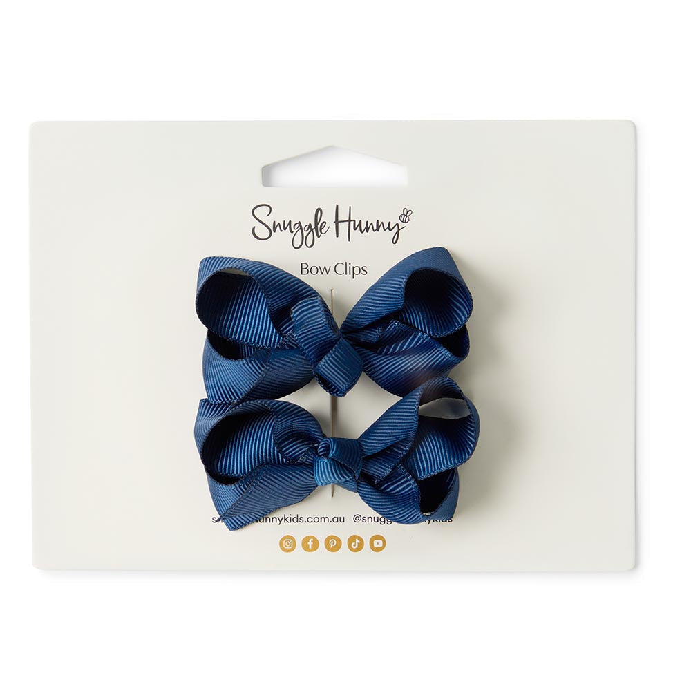 Navy Blue Piggy Tail Hair Clips - Pair | Snuggle Hunny
