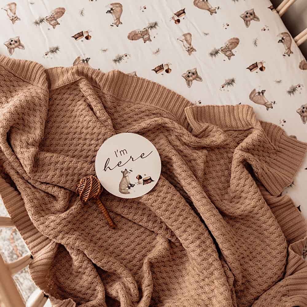 Hazelnut Knitted Baby Cot Blanket | Snuggle Hunny