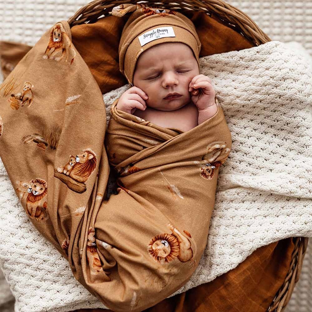 Roar Organic Baby Jersey Swaddle Wrap & Beanie | Snuggle Hunny