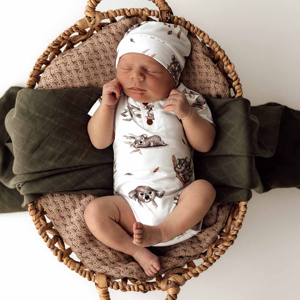 Koala Short Sleeve Organic Baby Bodysuit | Snuggle Hunny