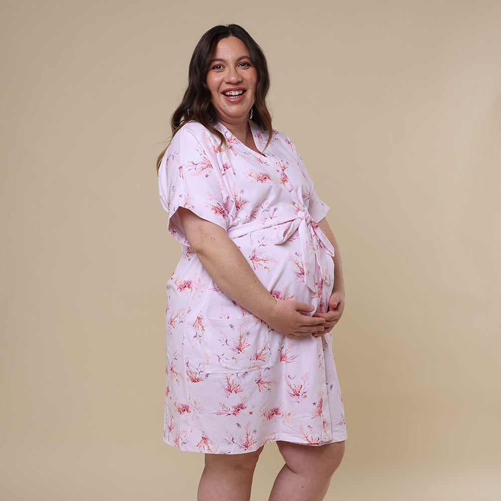 Coral Organic Maternity Robe | Snuggle Hunny