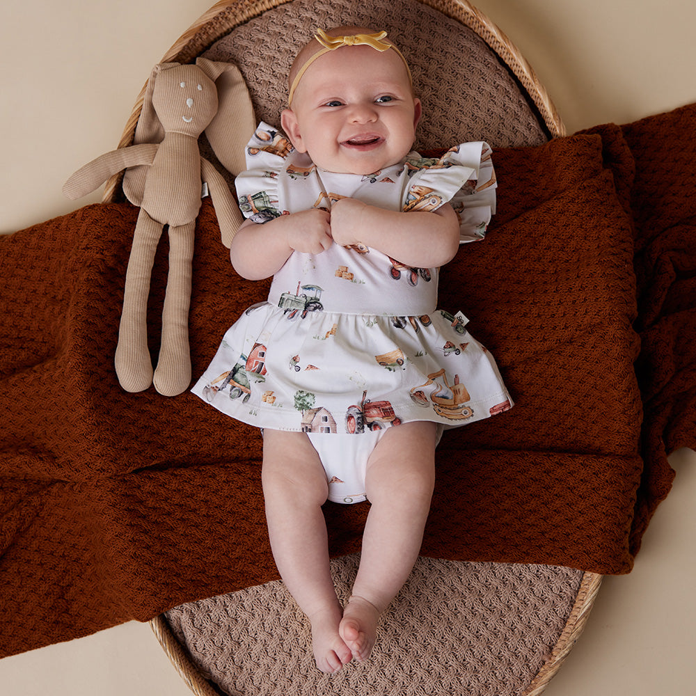 Diggers & Tractors Organic Baby & Toddler Dress | Snuggle Hunny