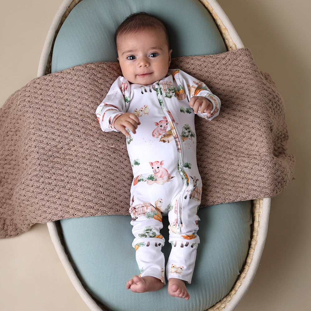 Farm Organic Baby Snugglesuit Convertible Romper | Snuggle Hunny