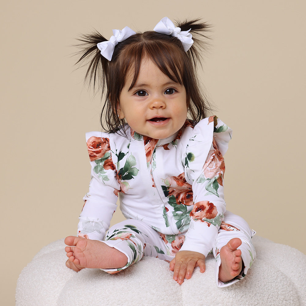 Rosebud Organic Baby Snugglesuit Convertible Romper | Snuggle Hunny