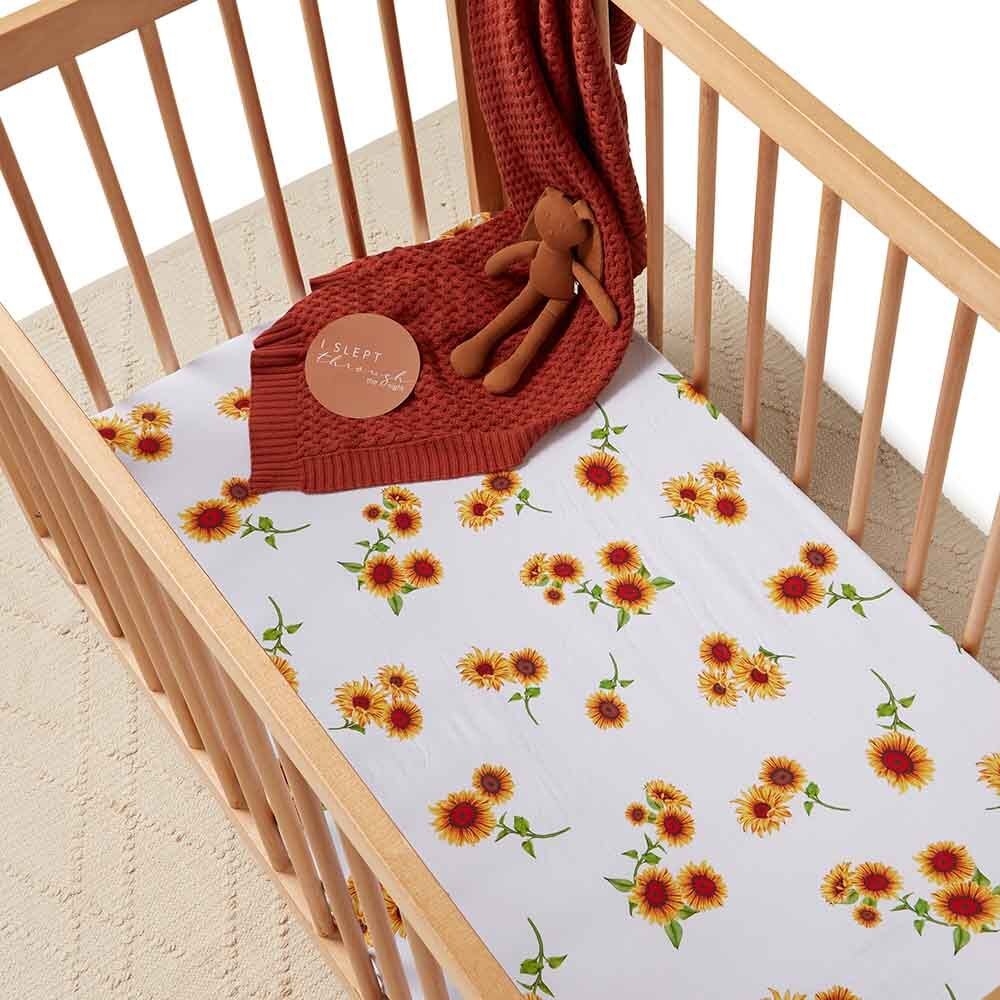 Sunflower Organic Fitted Baby Cot Sheet | Snuggle Hunny