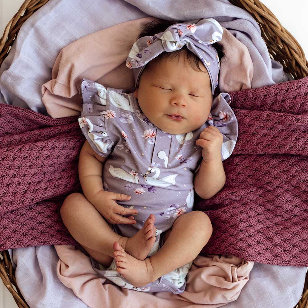 Swan Lake Organic Short Sleeve Bodysuit | Snuggle Hunny