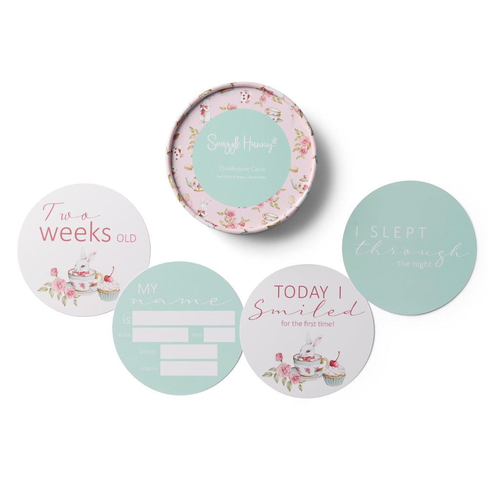 Tea Party & Sage Reversible Milestone Cards | Snuggle Hunny